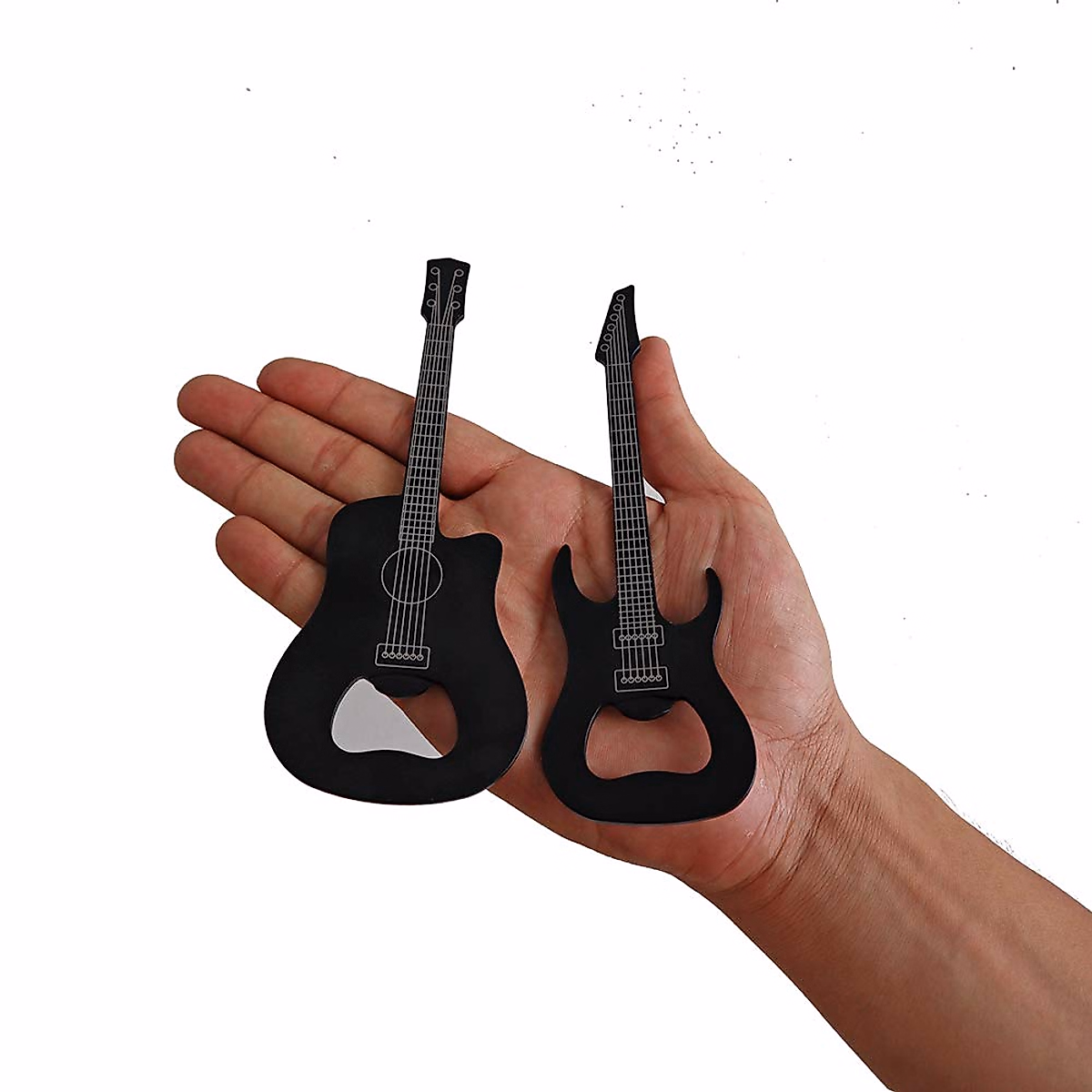 PEPKICN Stainless Steel Guitar Shaped Bottle Opener (2 pack)