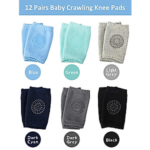 WILLBOND 12 Pairs Baby Crawling Pads Anti-Slip Knee Protector Baby's Knee for Crawling Leg Warmers Toddler Walker Protector Essentials Pads
