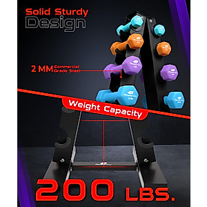 Fitness Alley Neoprene Dumbbell 5 Tier Rack & 5 Pairs Set (2,4,6,8,10 Lbs) Coated for Non Slip Grip - Hex Dumbbells Weight Set - Neoprene Hand Weight Pairs - Hex Hand Weights Neoprene Dumbbells Combo