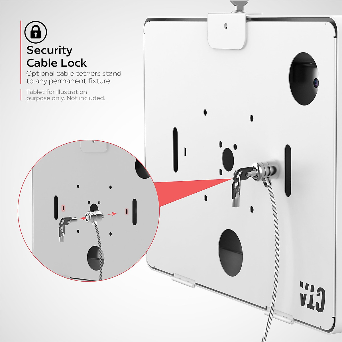 CTA Digital PAD-CURVEW Tablet Stand and Wall Mount with Paragon Enclosures (White)