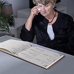 Funeral Guest Book, Memorial Books for Celebration of Life, Hardcover Funeral Sign in Book for Memorial Service, Guest Book for Funeral for 280 Guests, Pen and Memory Table Stand, 10.2”x7.8” - PUKYO