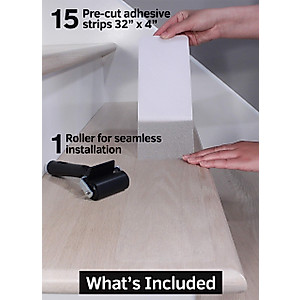 FINEHOUS 32"x4" Non-Slip Stair Treads Tape (15-Pack) - Clear Anti-Slip Indoor Strips