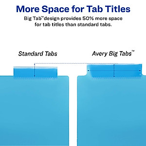 Avery Big Tab Insertable 2 Pocket Dividers for 3 Ring Binders, 5-Tab Set, Bright Two-Tone Multicolor, 1 Set (11988)