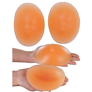 ToBeInStyle Women's Silicone Filled Pads - Round Breast Enhancer Inserts W/Nude Nipples - X-Large