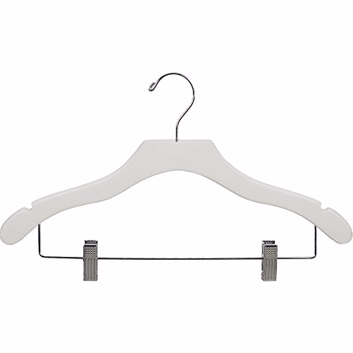 The Great American Hanger Company Wooden Combo White Finish Hanger with Clips and Notches (Box of 25)