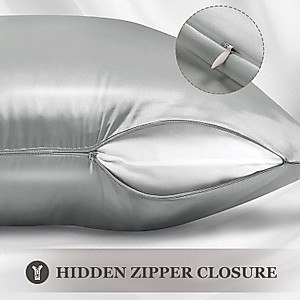 Adubor Silk Pillowcase - Mulberry Silk Pillow Case, 23 Momme 6A Grade Fibers, 900 Thread Count, Silk Pillow Cases for Hair and Skin Health, with Hidden Zipper (Standard 20''×26'', Dark Gray, 1PC)