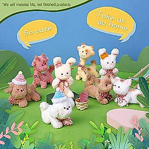 Pipe Cleaners Craft Supplies, Pipe Cleaners Kit for Beginners, Chenille Stems Animal Kit with Thick Pipe Cleaner, Step-by-Step Tutorials Video, Pipe Cleaners for Craft (4 Light Colors Animals)