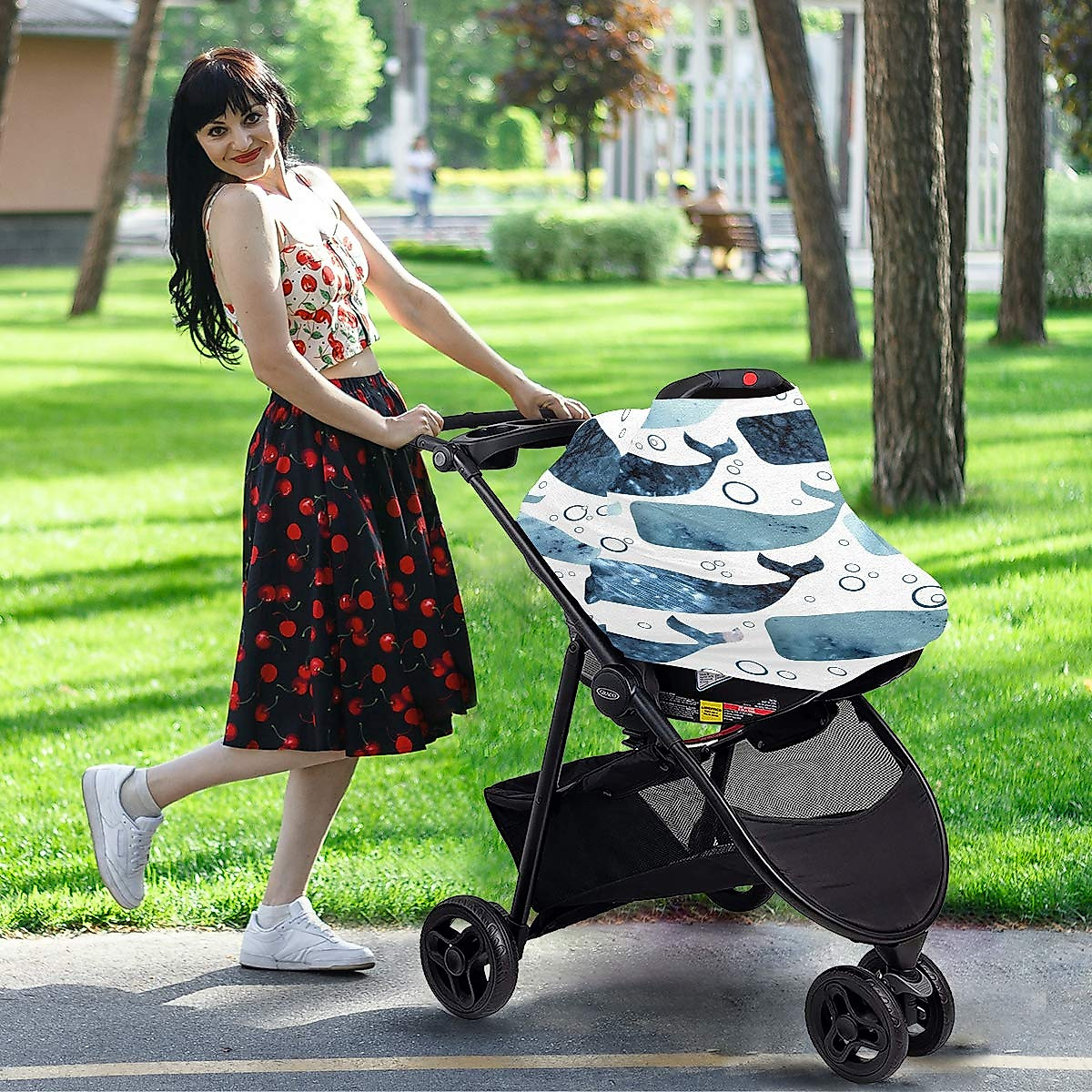Nursing Cover Breastfeeding Scarf Whale- Baby Car Seat Covers, Stroller Cover, Carseat Canopy (j)