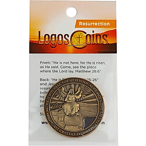 Easter Resurrection Coin, He is Risen, Bulk Pack of 3, Handout for Church Service, Christ is Alive & Empty Tomb, Jesus Son of God Challenge Coin, Religious Antique Gold-Color Plated Prayer Token Gift