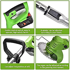 Weed Wacker Electric Weed Eater Battery Weed Wacker Operated Lawn Trimmer with 2 x 24V 2Ah Battery Powered & Charger, Lightweight No String Trimmer/Grass Trimmer/Edger/Brush Cutter for Garden Yard