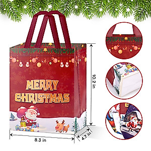 Christmas Gift Bags Medium Size - Set of 16 Christmas Bags with Handles Reusable Non-Woven Tote Bags Holiday Gift Bags, Party Favor Bags, Reusable Gift Bags, Medium Gift Bags - 8.3X4.7X10.2in