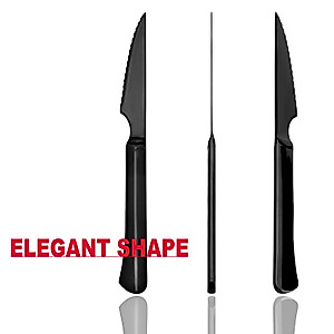 culterman black steak knives Ultra-Sharp Stainless Steel Cutlery Set,Dinner Knives 6-Piece Stainless Steel kitchen Serrated Best Steak Knife (Black)