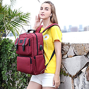 YALUNDISI Laptop Backpack for Women Men Vintage Backpack Bookbags Anti Theft Bookbag Red