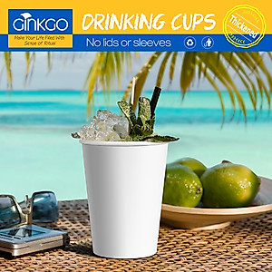 Ginkgo 12 oz Disposable Coffee Cups Leak Proof Paper Cups Thickened Paper White Hot Coffee Cups, 50 Count (Packaging May Vary)