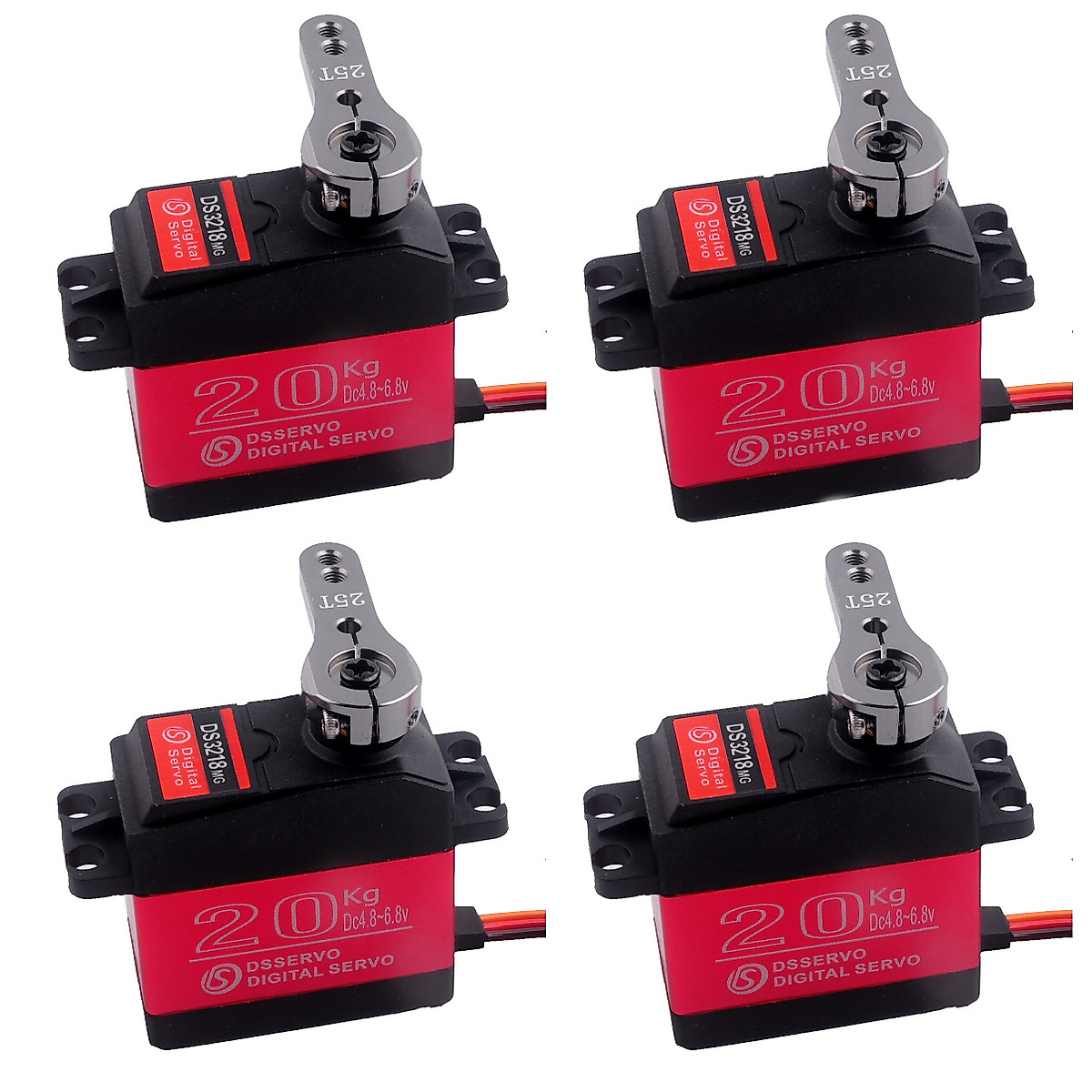 4 Sets DS3218 Update servo 20KG Full Metal Gear 25T Servo Arm Digital Servo Waterproof for Mechanical arm Fittings Baja Cars RC Cars,Control Angle 180