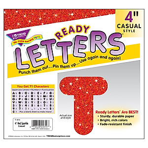 TREND enterprises, Inc. Red Sparkle 4" Casual UC Ready Letters