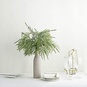 Tableclothsfactory 2 Bushes | 15" Sagebrush Faux Fern Stems, Artificial Plants Greenery Decor - Frosted Green