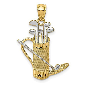 IceCarats 14K Yellow Gold Golf Bag Necklace Charm Sports Pendant Only