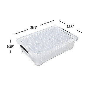 Xyskin 4 Packs 40 Quart Plastic Large Under Bed Storage Box, Clear Storage Bin with Wheels