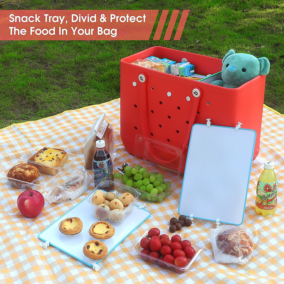 Raymall 2pcs Divider Tray for Bogg Bag, Inserts Dividers for X Large Bogg Bag Accessories Inserts, Large Simply Southern Tote Bag Divider Tray Compatible with Original Bogg Bag Divider (Pink+White)