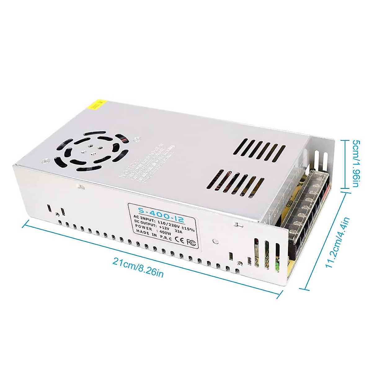 12V 33.3A Universal Regulated Switching Power Supply,400W 100-240V AC to DC, for CCTV, Radio, Computer Project, LED Strip Lights, 3D Printer