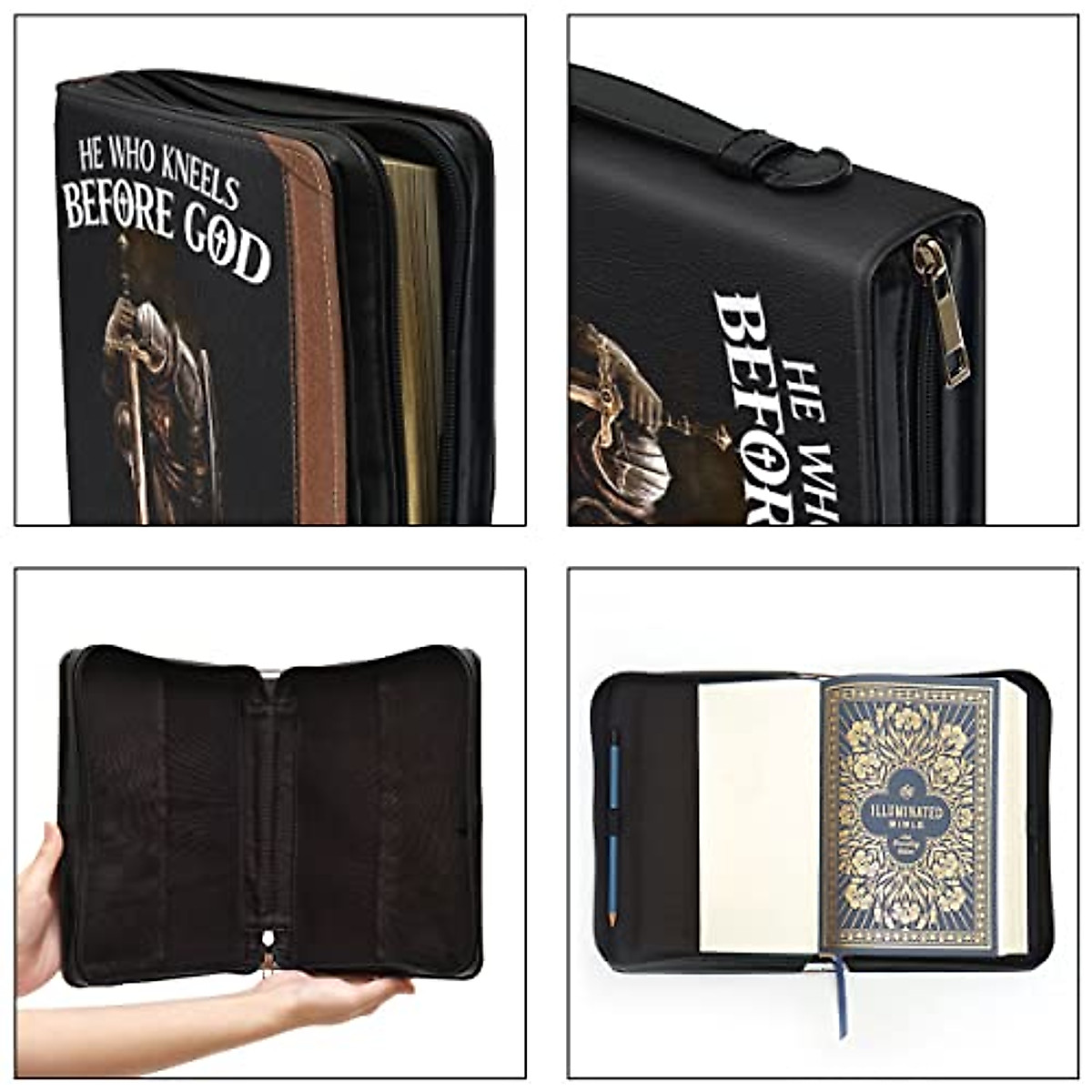 Jesuspirit Bible Case for Men - Christian Inspirational Scripture Gift, Father's Day Gifts - Personalized Leather Bible Cover for Men - Large, XLarge Size
