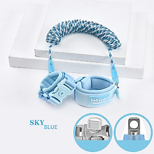 Anti-Wandering Light-up Wristbands, Child Harness with Key Lock, Breathable Toddler Traction Belt, Anti-Wandering Wristbands (Green,Blue,Pink) (Blue)