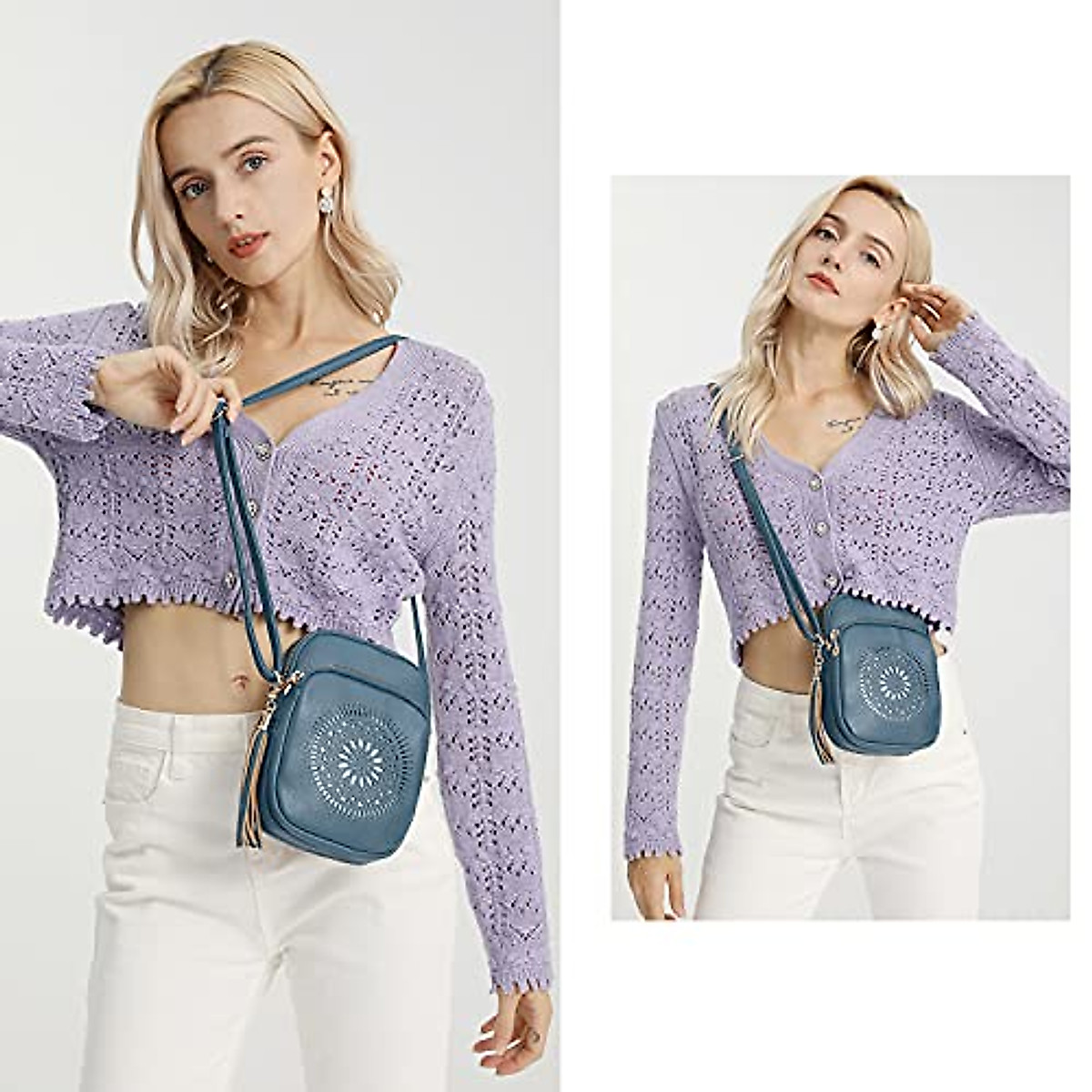 Triple Zip Crossbody Bags for Women Small Cute Cell Phone Purse and Boho Cross body Handbags,Vegan Leather