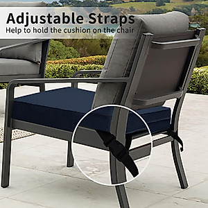 Easy-Going Patio Cushion Covers 22x20x4 Inch 4 Pack, Linen Look Outdoor Water Resistant Chair Seat Cushion Slipcover with Zipper for Outdoor Furniture, Covers Only! Navy