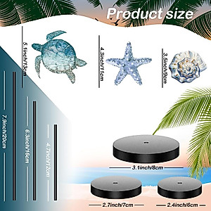 Maitys 3 Pcs Summer Ocean Tabletop Decor Standing Sea Turtle Lemon Ladybug Easter Bunny Block Wooden Table Centerpiece Sign Coastal Beach Nautical Table Decor for Home Kitchen(Ocean)