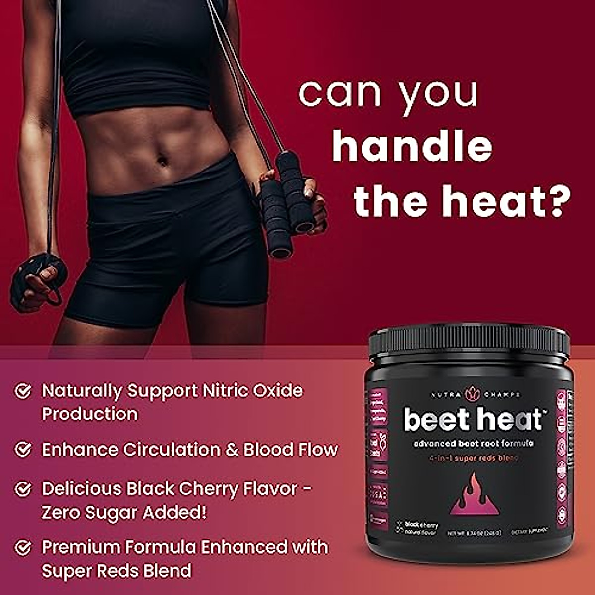 Beet Root Powder Circulation Supplement | Superfood Powder Nitric Oxide Supplement with Beetroot Juice, Super Reds Powder & Grape Seed Extract | No Sugar Beet Supplement