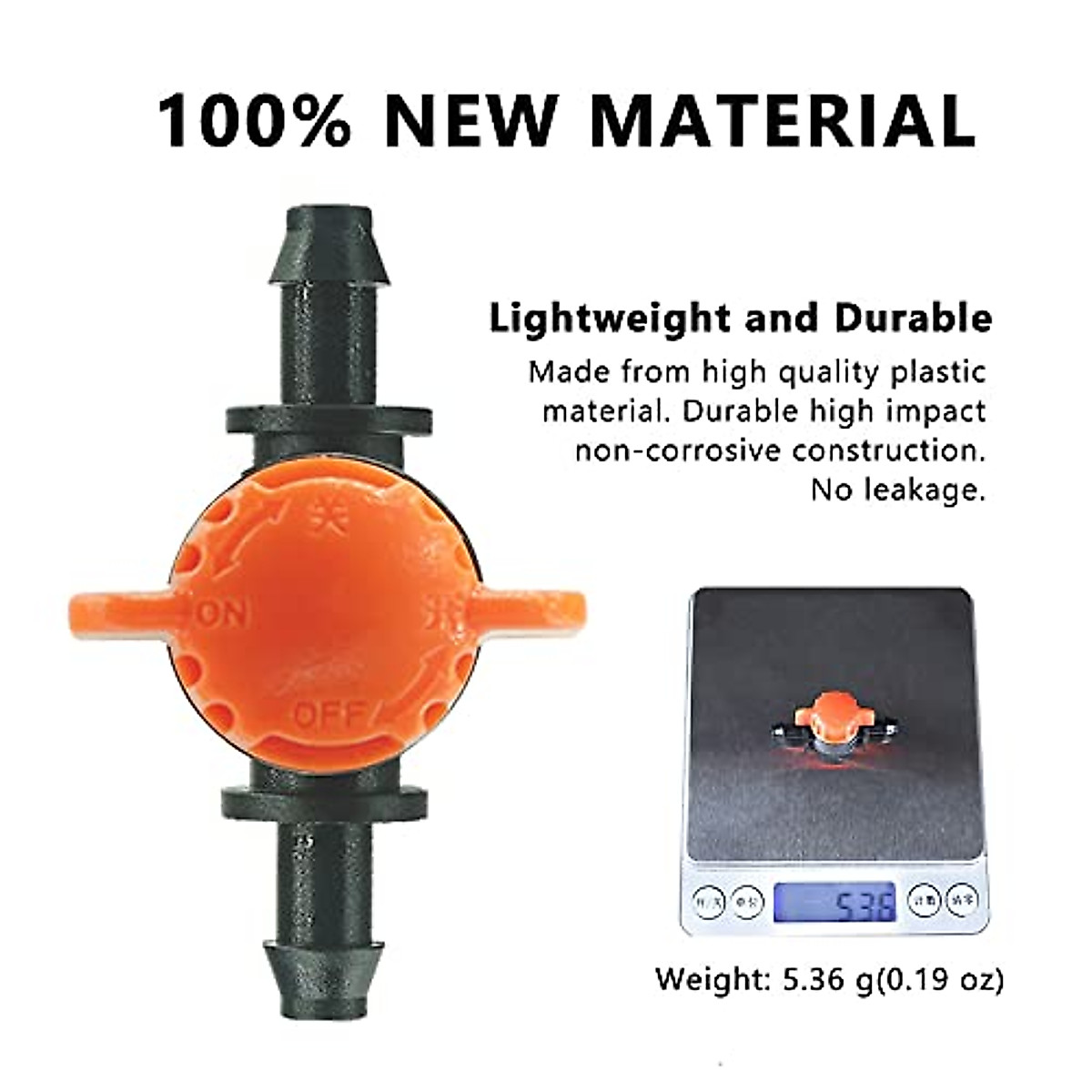 TALEGEN 30 pcs 1/4 Inch Barbed Shut-Off Valve Universal Plastic 1/4” Drip Irrigation Tubing Coupling Valve