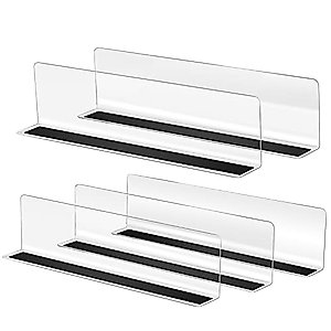 Baluue 5Pcs Clear Shelf Dividers Closets Separator Commodity Divider Magnetic Baffle for Bedroom Kitchen Office Supermarket Clapboard Organization