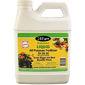 EZ-gro 20 20 20 Fertilizer - All Purpose Liquid Plant Food - Lawn, Flower, Herb, Vegetables - Best Way to Grow Green Plants - Garden-Growing Miracle Nutrients - 1 Qt / 32 fl oz / 946 mL
