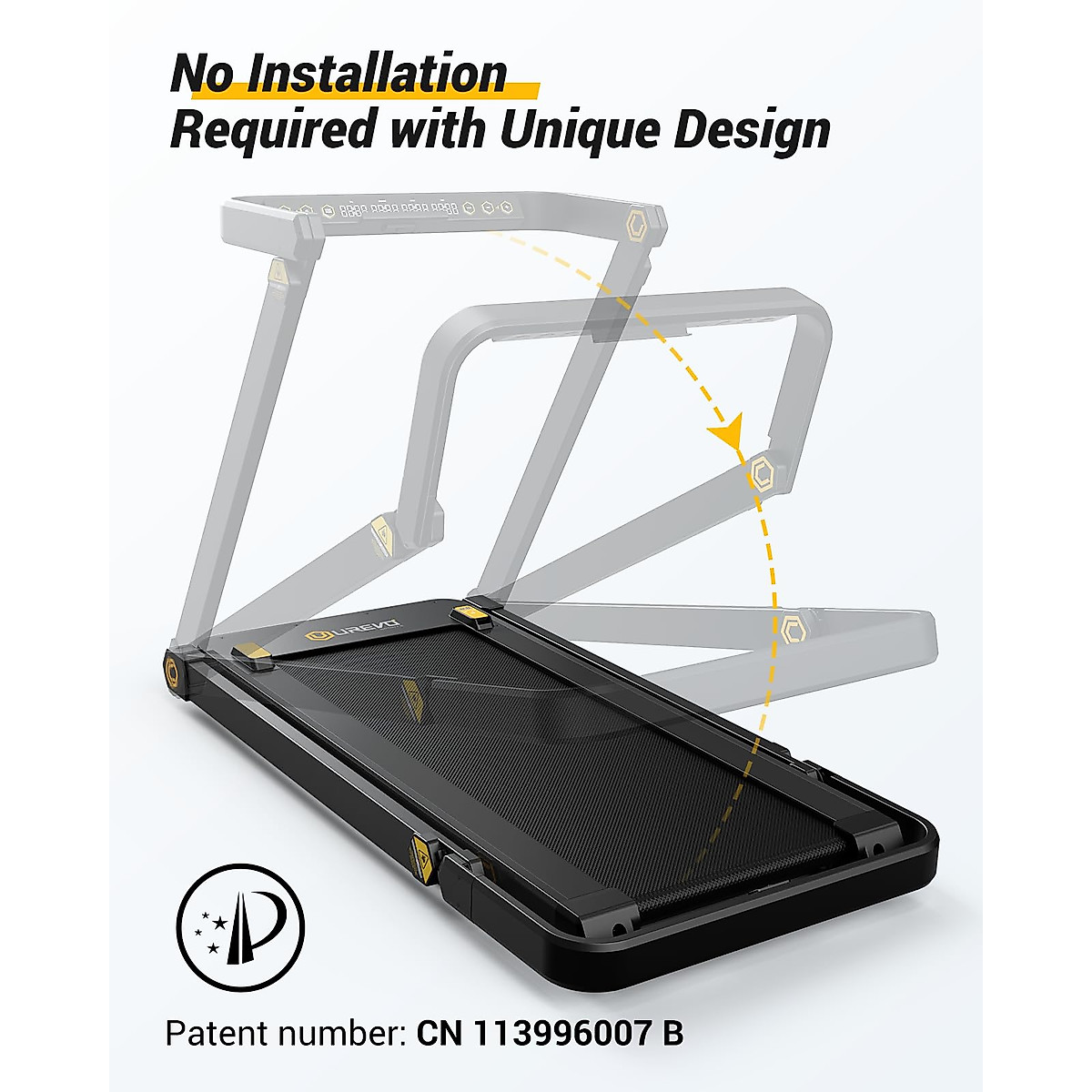 UREVO Walking Pad with Incline, 3 in 1 Portable Folding Treadmills for Home/Office, 2.5 HP Under Desk Treadmill, Large Running Area, Remote Control, LED Display