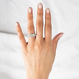 2 Carat 3 Stone Princess Cut Bridal Set Moissanite Engagement Rings for Women Platinum Plated Silver Princess Moissanite Rings -10