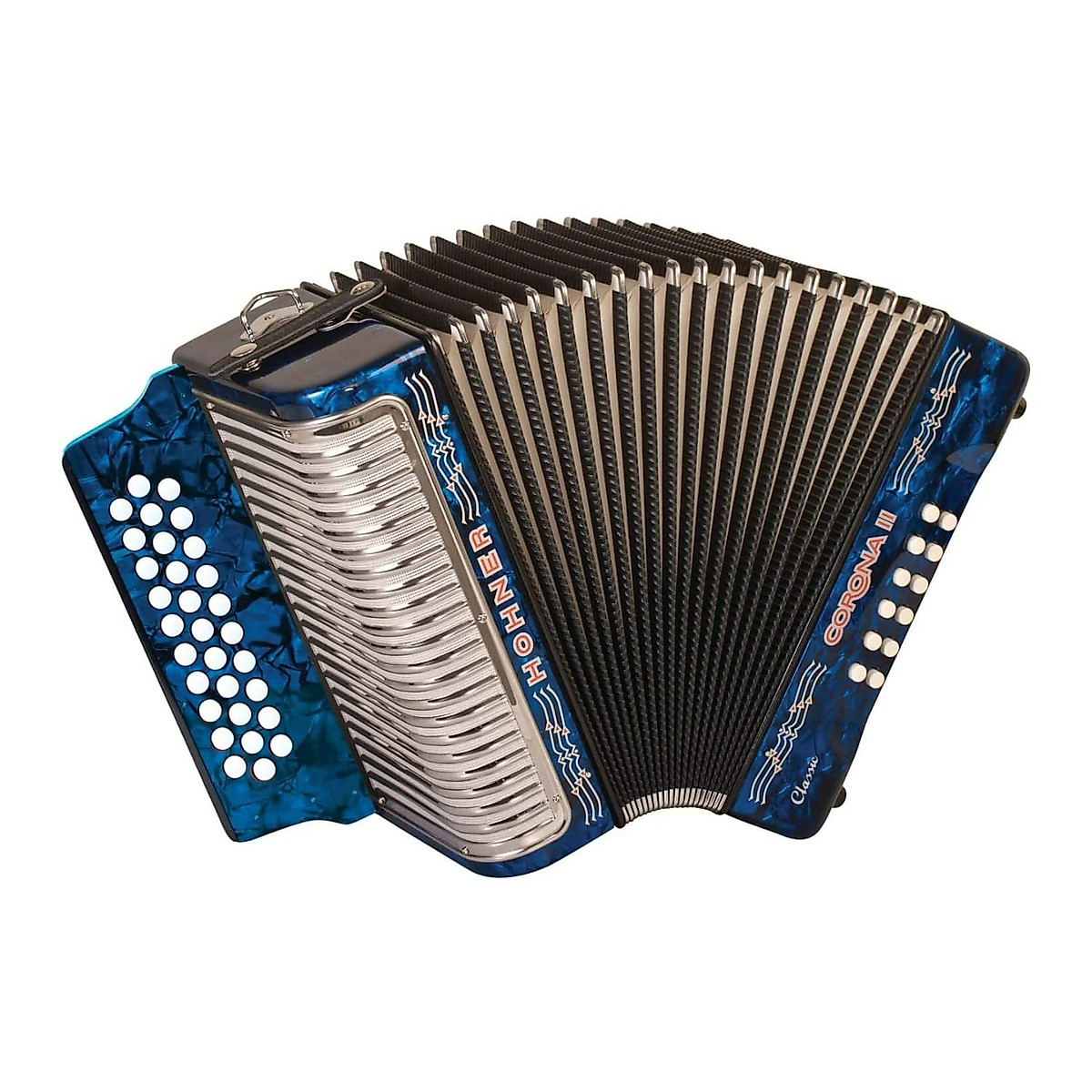 Hohner Corona II Classic Diatonic Accordion - Keys of F/Bb/Eb - Pearl Dark Blue