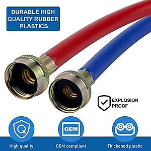 Washer Hoses 4FT,Rubber Washing Machine Hoses 3/4 Washer Machine Hoses 2 packs,Burst Proof Water Supply Lines ​for Hot and Cold Water Washer Hoses,Universal for All Standard Wash Machines-by MIFLUS