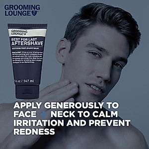Grooming Lounge Best for Last Aftershave - Soothing After Shave Balm - Instantly Calms Irritated Skin - Refreshing Facial Moisturizer - Ideal for Sensitive Skin - Non-Greasy - Fragrance Free - 5 oz