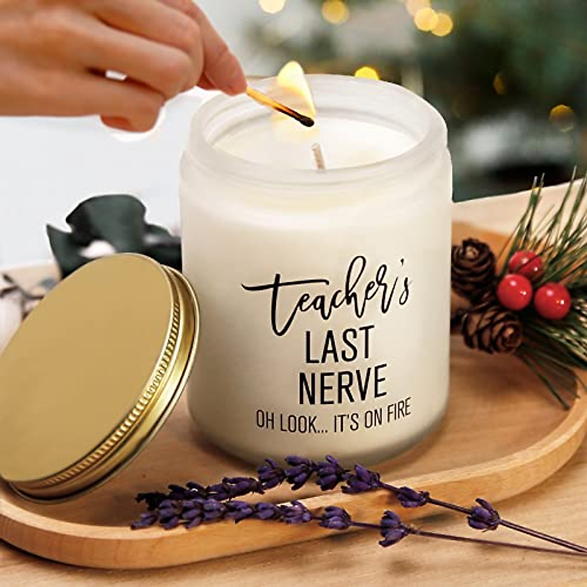 Teacher Appreciation Gifts - Teacher Gifts - Teacher’s Last Nerve Candle - Thank You Gift Bulk Present for Graduation Retired Teachers Thanksgiving Appreciation Week