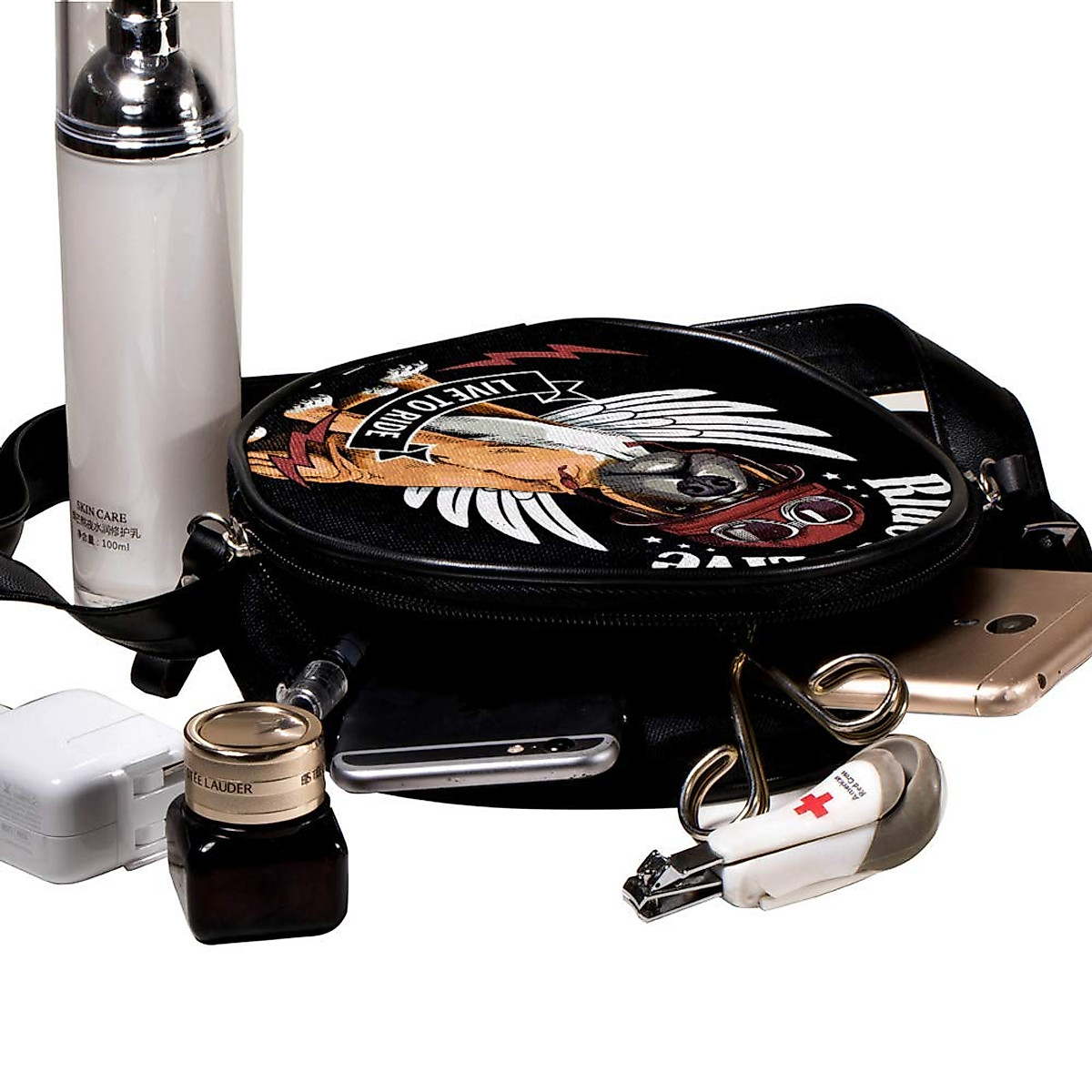 Motors Bulldog Women's Round Cross-Body Zipper Shoulder Bag circle purses and handbags