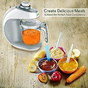 NutriChef Baby Food Maker - 2-in-1 Steam Cooker &Puree Blender Adjustable Steam Timer Blend Organic Food for Babies,Infants &Toddlers-Includes Dishwasher Safe Steam Basket,Blend Cup & Removable Blade.