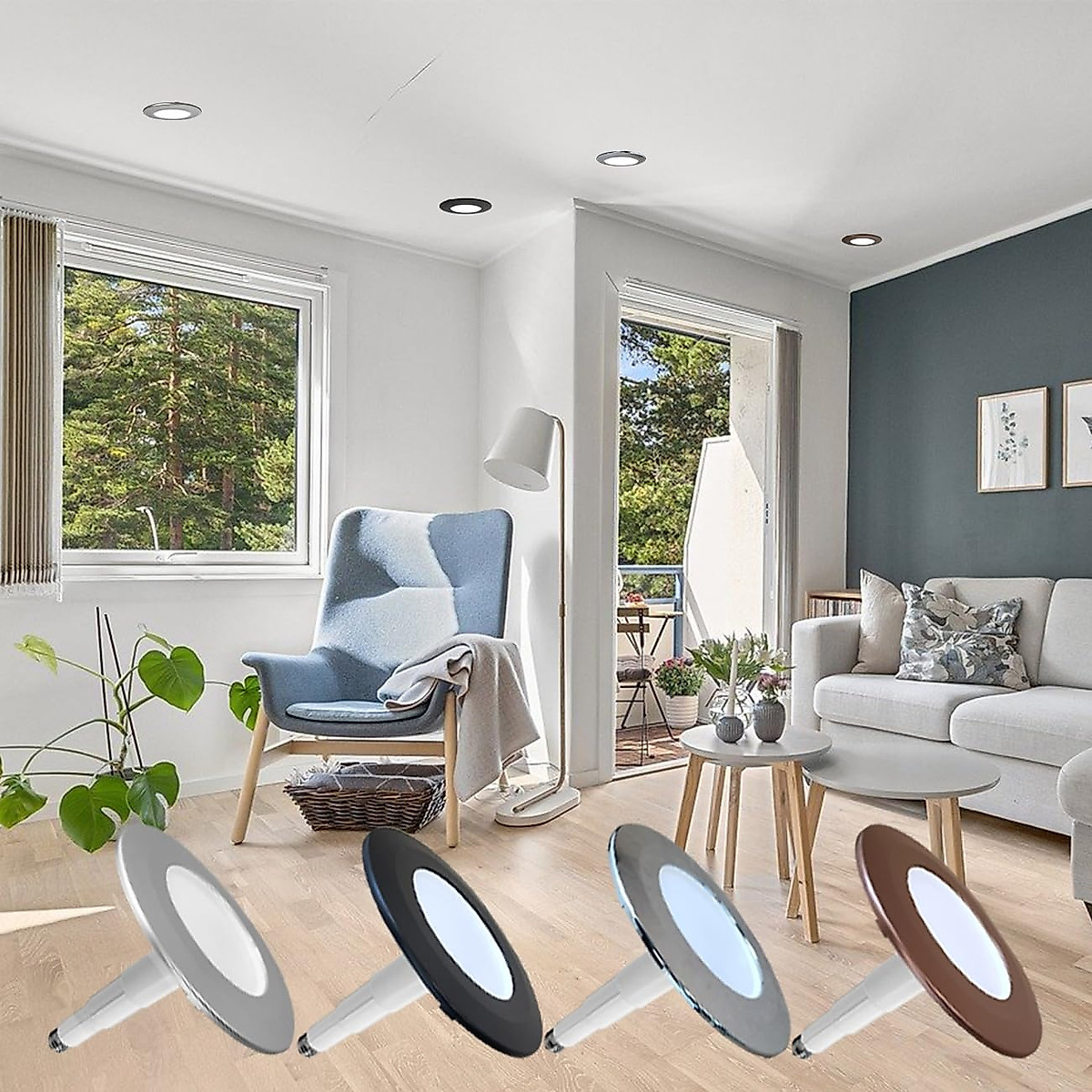 Soliseed Black Trim Ring for 5/6 Inch Recessed lighting,Can Lights Trim Cover, Outer Diameter 7.59 inches, Inner Diameter 4.44 inches,Thickness 0.37 inches, Durable Plastic Design, 4 Pack