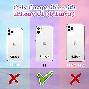 Goocrux (4in1 Case for Apple iPhone 11 Butterfly Glitter Handmade Sequin Sparkle Pretty for Women Girls Clear Design Crystal Pearl Sparkly Cute Girly Phone Cases+Chain+Camera Cover+Screen Protector