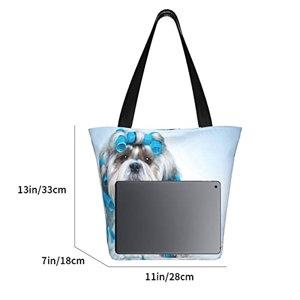 Shih Fur Tzu Dog Curlers Haired Women's Shoulder Handbag Gym Tote Bag Storage Handle Bag