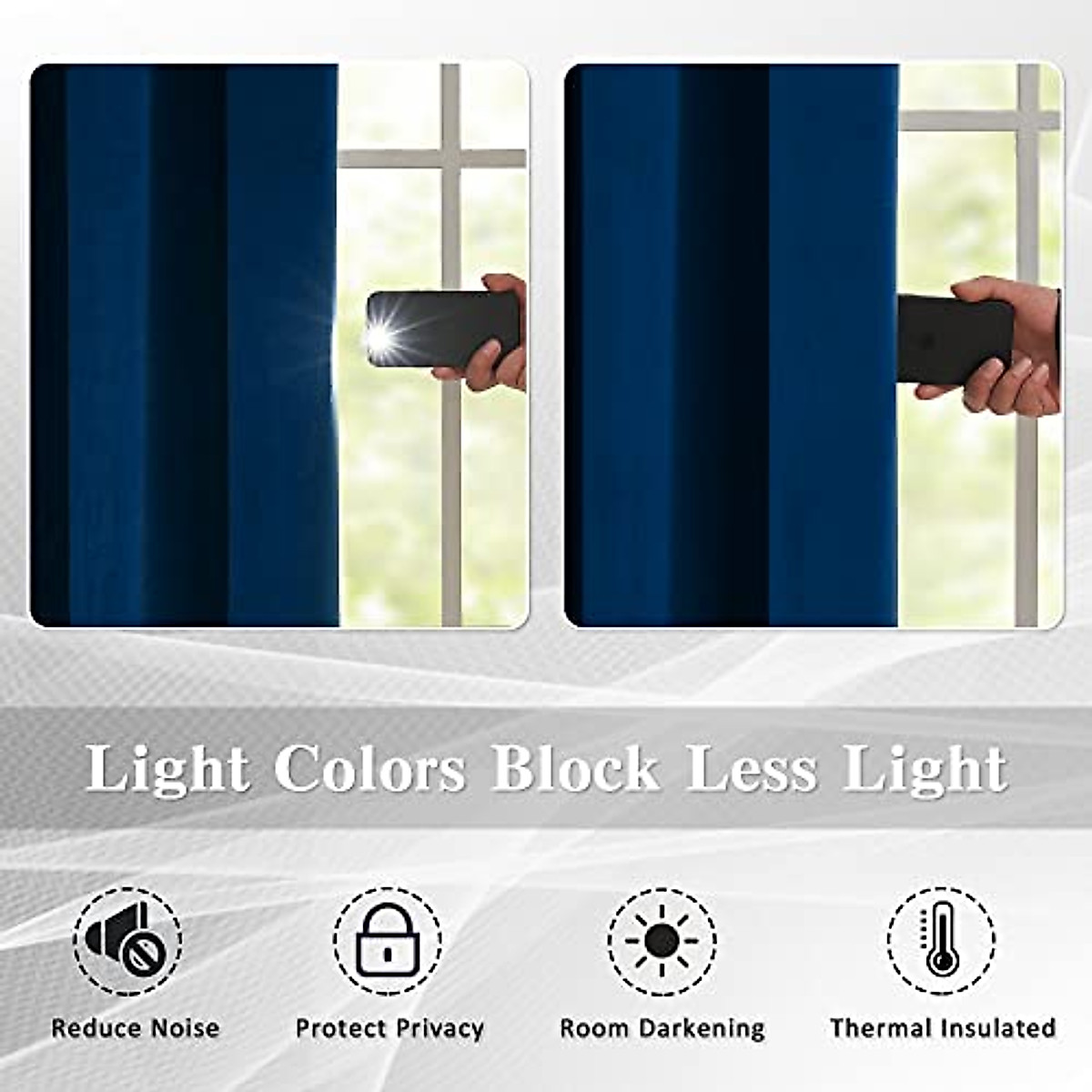 MASWOND Extra Long Blackout Velvet Curtains for High Ceilings - 156 Inch Curtains Perfect for Two Story Living Rooms, Wrinkle-Free, 2 Story Grommet Curtains, 52" W x 15FT, Dark Blue, 1 Panel