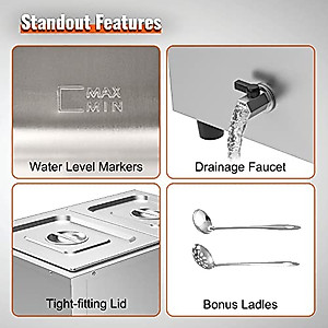 Commercial Food Warmer - 2 x 12QT Electric Steam Table - Stainless Steel Buffet Bain Marie