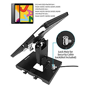 CarrieCathy Desktop Wall Mount Anti-Theft Security Kiosk POS Stand Holder Enclosure for 10.2" 2021 iPad 9th Gen 2020 iPad 8th Gen 2019 iPad 7th Gen, Flip & 360° Swivel Design