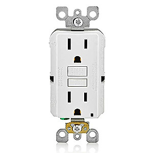 Leviton GFNT1-W Self-Test SmartlockPro Slim GFCI Non-Tamper-Resistant Receptacle with LED Indicator, Wallplate Included, 15-Amp, White & PJ26-WM 1-Gang Decora/GFCI Decora Wallplate, White, 10-Pack