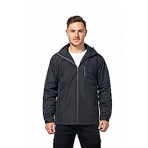 CorBuyit Men's Lightweight Waterproof Rain Jacket with Hood, Breathable Outdoor Coat for Work or Hiking